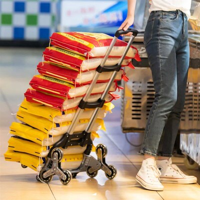 Folding Stair Cart with Wheels Portable Folding Trailer Alum