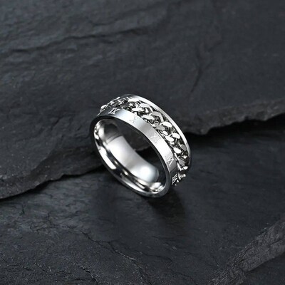 Roman Numerals Stainless Steel Chain Rotating Anxiety Black