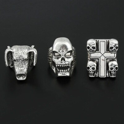 Vintage Eddie Munson Rings ST 4 Pig Skull Ring Men Biker Roc