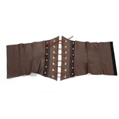 Brown Steampunk Corset Gothic Leather Underbust Waist Cinche