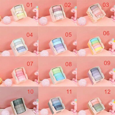 5Rolls/Box Cute Washi Tape Adhesive Masking Tape Scrapbookin