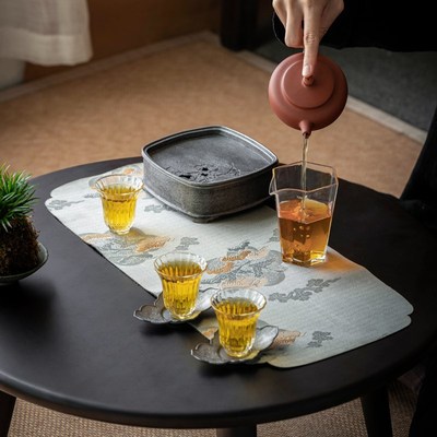 友尚织锦云松干泡茶席棉麻防水桌垫加厚茶杯垫干泡茶台茶道零配件