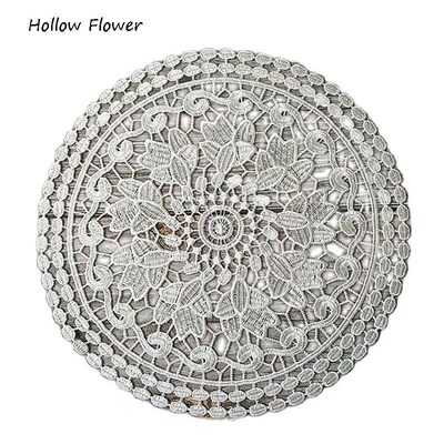 Round flower Embroidery table place mat Cloth Christmas plac