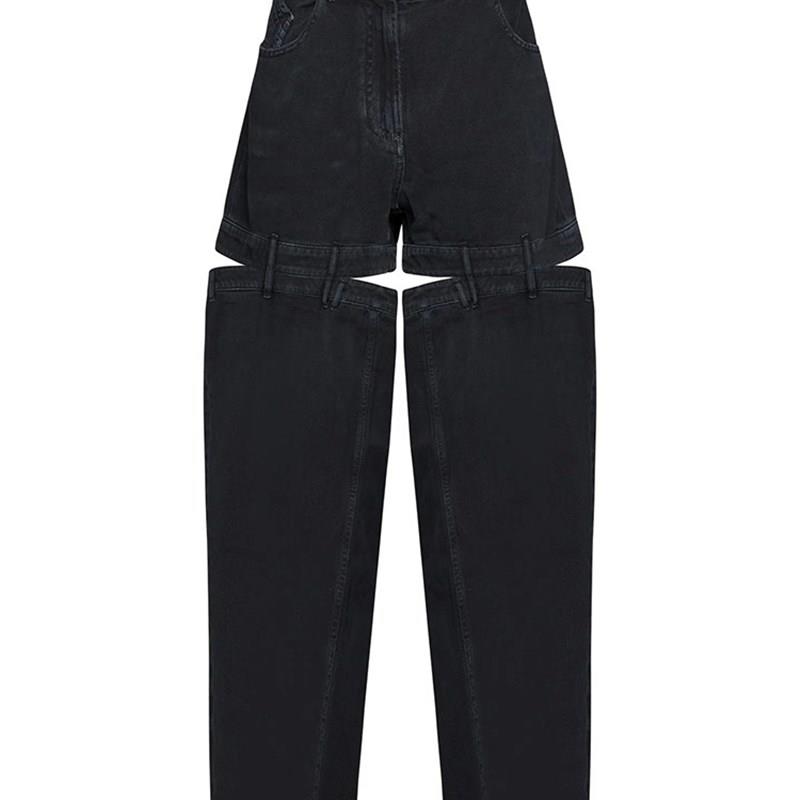 TWOTWINSTYLE Chic Spliced Zipper Jeans For Women High Waist