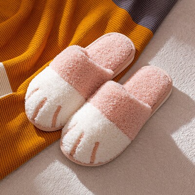 Comwarm Winter Warm Plush Slippers Cute Cat Paw Designer Hou