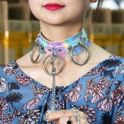 。Alternative adult fun products O-ring laser leather collar
