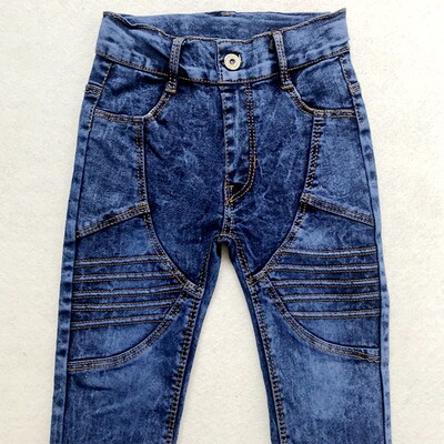 Boys Creased Casual Jeans Kids Straight Leg Denim Pants Chil