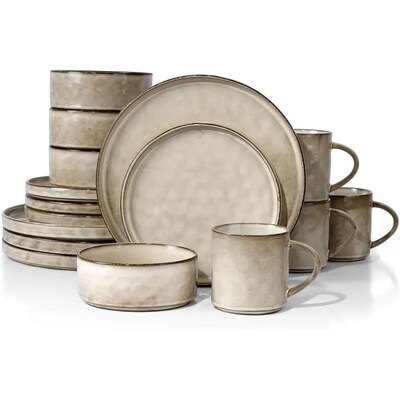 Dinnerware Sets, 16-Piece Stoneware Plates and Bowls Set, Di