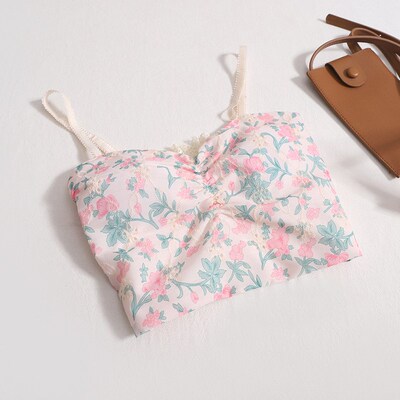 ITOOLIN Women Vintage Sweet Camis With Bra Pad Knitted Backl