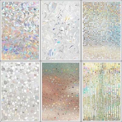 Window Privacy Film Rainbow Window Clings 3D Decorative Wind