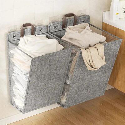 1 Pcs Foldable Adhesive Laundry Basket Hamper Multifunctiona