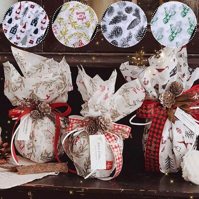 10pcs/bag Tissue Paper Printed Christmas Gift Wrapping Paper