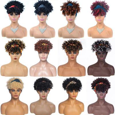 Soft Kinky Curly Headband Wig Short Afro Kinky Curly Turban