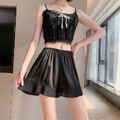4Colors Jk Pleated Lace Non-Rolled Loose Casual Bottoming