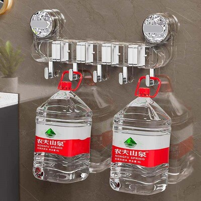 Suction Cup Mop Clip No-Drill Hook Storage Rack for Bathroom