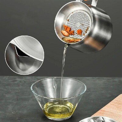 2L Stainless Steel Oil Filter Pot with Fine Mesh Residue