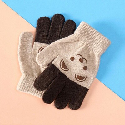 2022 Winter Korean Style Kids Knitted Gloves Cartoon Bear Pr