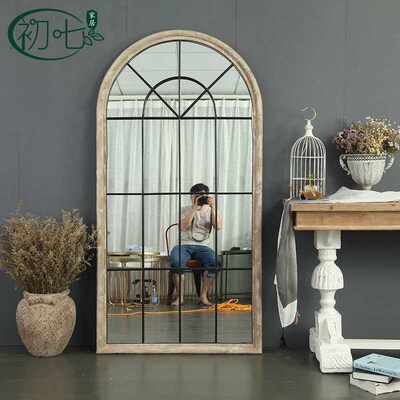 Clothing Store Retro Distessed Floor Mirror Loft Bedroom Fit