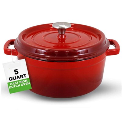 Cast Iron Dutch Oven Pot Bread Baking Casserole Cookware