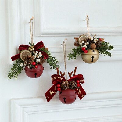 Christmas tree bells antlers bows pine cones pendant decor