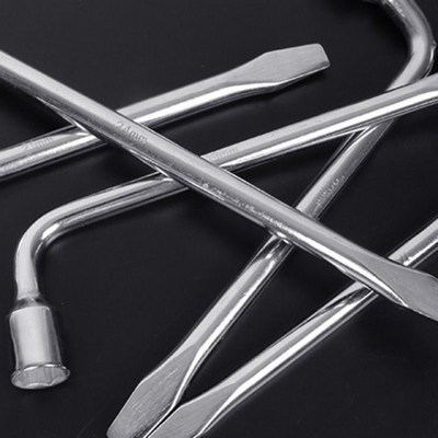Lug Wrench Carbon Steel L Type Hexagon Slotted End Socket Re