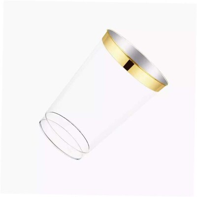 25/50Pcs Golden Plastic Cup 300ml Disposable Cup Wine Glass