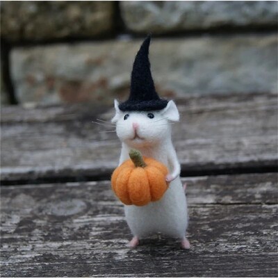 Halloween Mouse With A , Needle Felted Mouse, Needle Felted