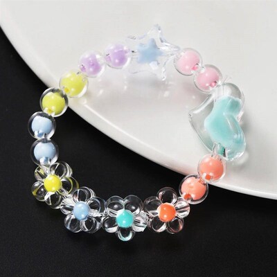 174pcs/Box Heart crylc Beads Flower Round Spacer Loose Beads