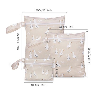 Elinfant 3PCS Recycled Fabric Waterproof Wet Dry Bag Portabl