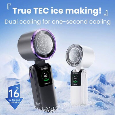 2025 New Ice Pack High-Speed Handheld Eletric Fan 100 Speed