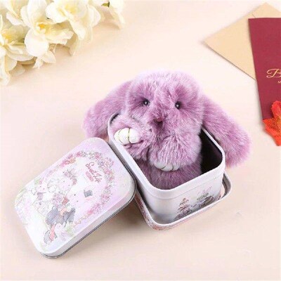 Rabbit Keychain Ring Fluffy Bunny Trinket Key Chain Charm