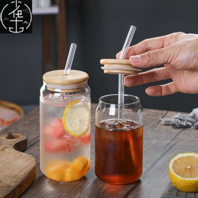 600ML cold drink glass with lid and straw juice cup