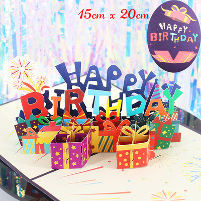 3D Pop UP Happy Birthday Greeting Invitation Cards Laser Cut
