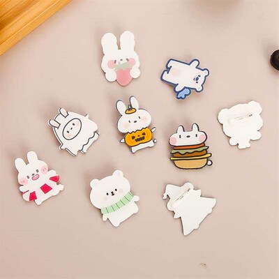 Ins Cool Cute Cartoon Small Emblem Acrylic Brooch Rabbit Bag