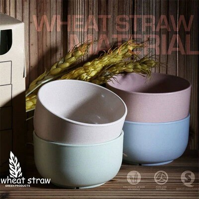4 PCS Wheat Straw Bowl Tableware Plates for Food Dishes for