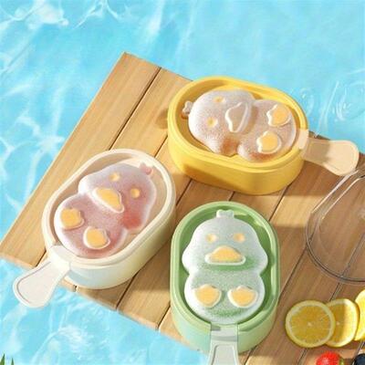 3pcs BPA-Free Plastic Ice  Molds Set, Cute Duck Shape DIY