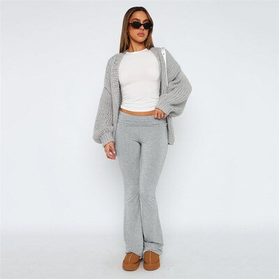 Solid Color Slimming Lowwaist Flared Pants Set 2025 European