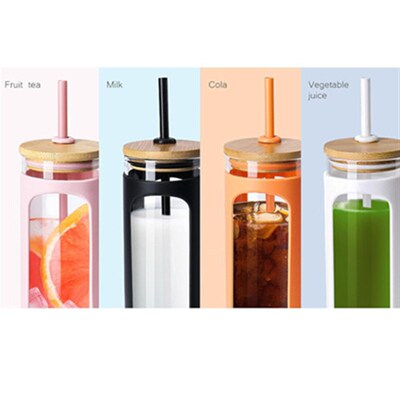 Glass Tumbler Reusable Iced Coffee Smoothie Cups Drinking
