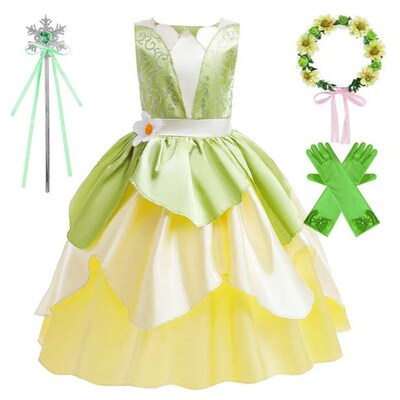 Tiana Costume Girl Dress Up Princess Girls Cosplay Role