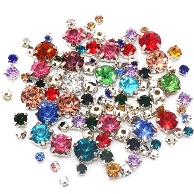 Hot Sale 100pcs/bag Mix Size Glass Crystal Stones Clothing L