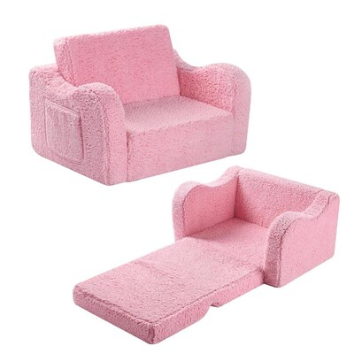 Childrens Lamb Fleece Folding Sofa Babys Recliner Detachab