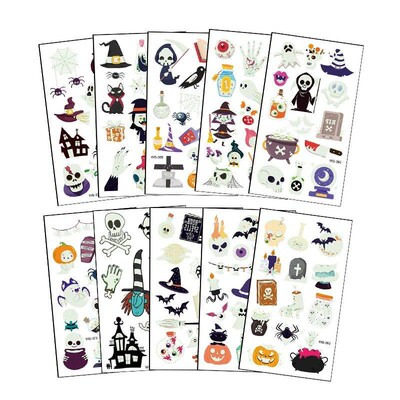 10Sheet Halloween Luminou Tattoo er Ghot Pumpkin Kid Adult H
