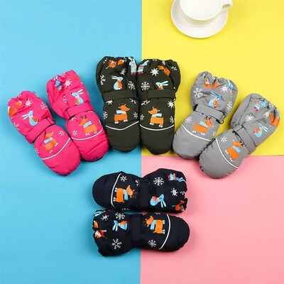 Children Winter Rabbit Gloves Baby Girls Waterproof Windproo