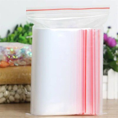 100pcs/pack Self Seal Clear Plastic Poly Bag Resealable Zip