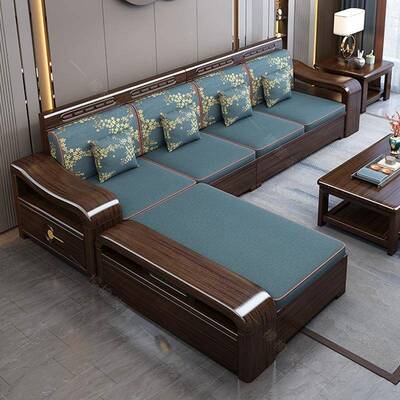 檬榆紫金木实木沙发组客厅家用小户型冬檀夏30088沙两用三合人位