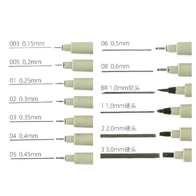 Pigma Micron Pen Set 003 005 01 02 03 04 05 08 1.0 2 3 BR fo