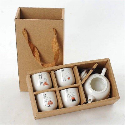 Ceramic Kung Fu Tea Set 1 Kettle 4 Tea Cups Pack Chinese