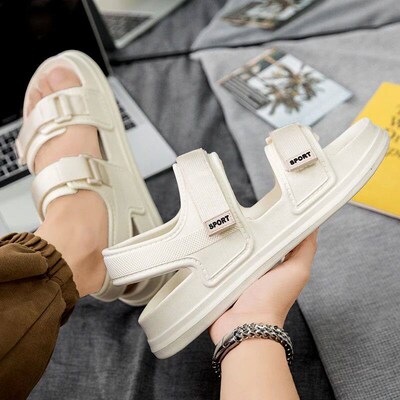 New Beige Unisex Sandals Comfortable Hook Loop Platform