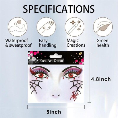 face stickers vampire Halloween Face Tattoos Glitter Spider