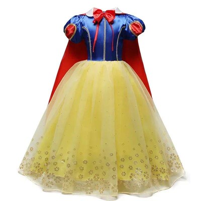 Girl Snow White Dress for Kids Costume with Cloak Halloween